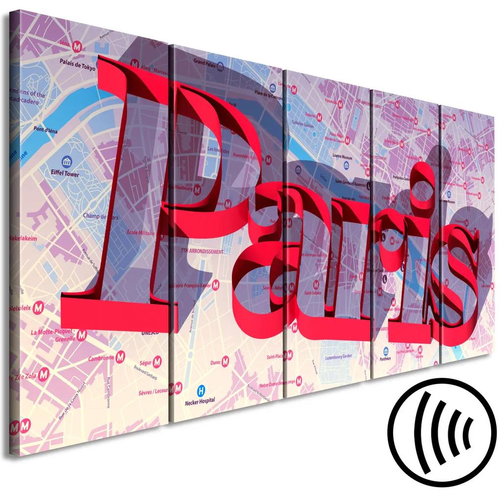 Obraz Červená Paris (5dílná) úzká