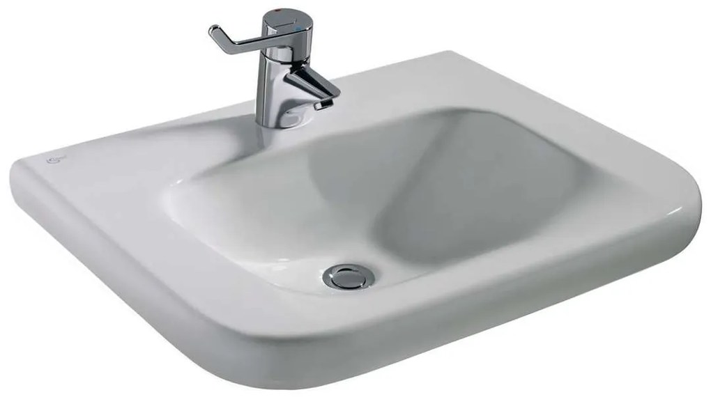 Ideal Standard Contour 21 - Umyvadlo bezbariérové 60x56 cm, 1 otvor pro baterii, bez přepadu, bílá E512301