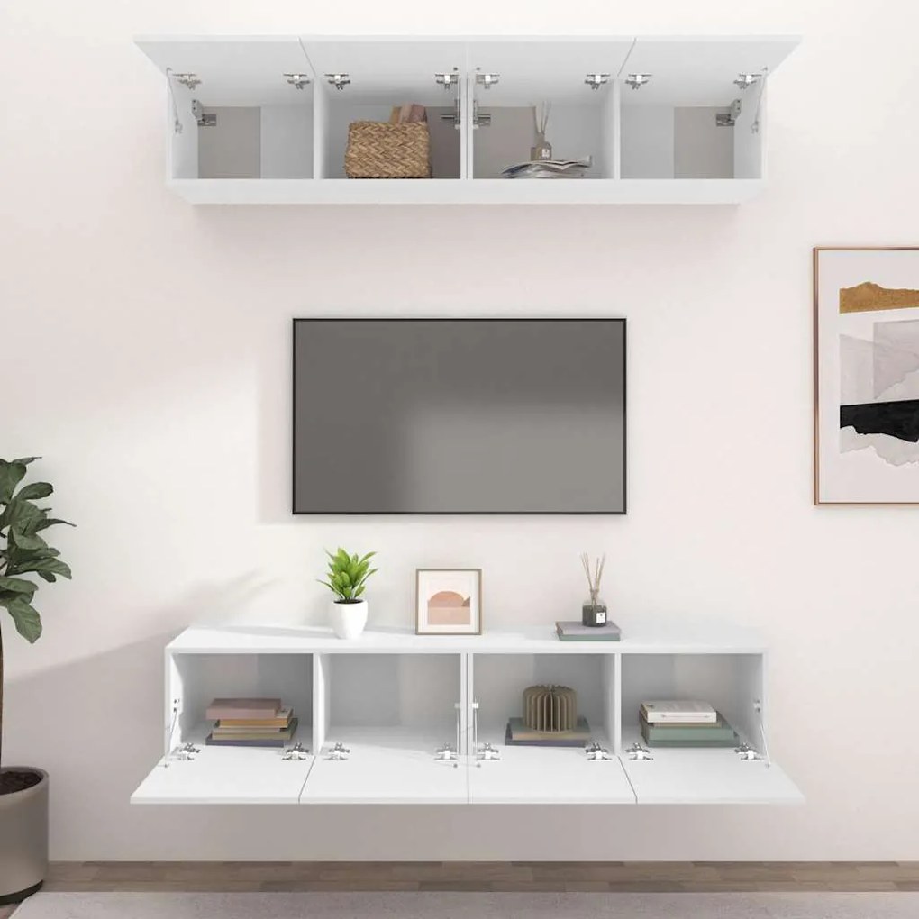 TV skříňky 4 ks bílé 80 x 30 x 30 cm kompozitní dřevo 3114182