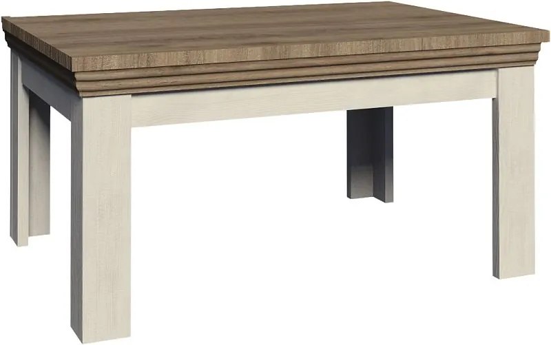 Konferenční stolek Meryl 2 - borovice nordic / dub divoký, LTD, bílé dřevo / dub, 125x50x65 cm