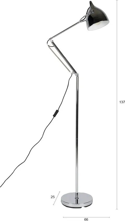 Stojací lampa s ohybatelnou konstrukcí ve stříbrné barvě s kovovým stínidlem (výška 137 cm) Reader – Zuiver