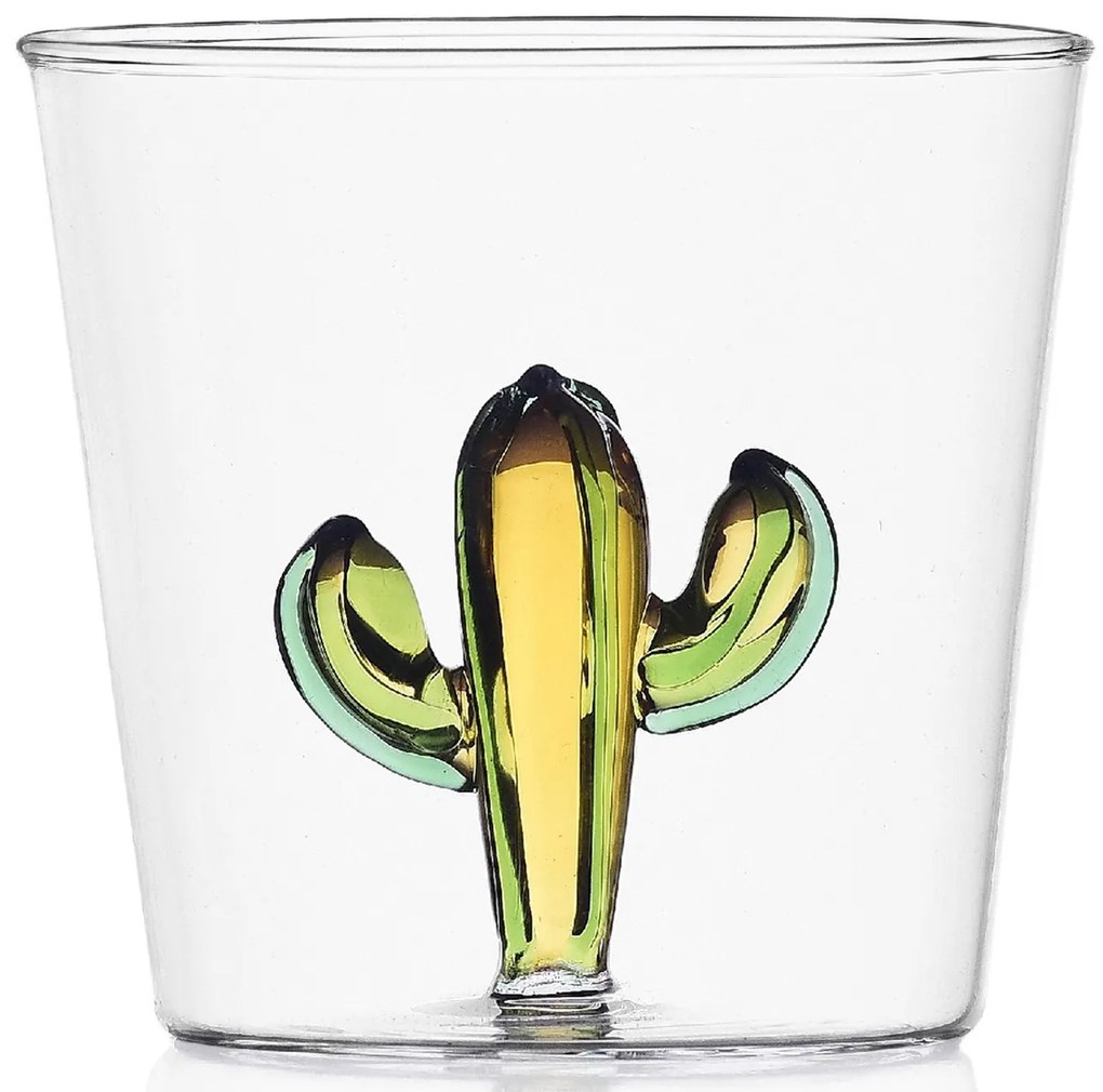 Ichendorf Milano designové sklenice na vodu Desert Plants Tumbler Cactus Green-Amber