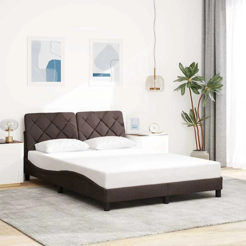 Rám postele s LED bez matrace Tmavě hnědá 140x190 cm Látka 3310667
