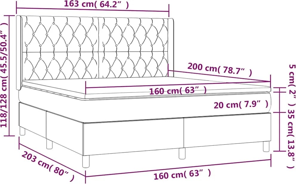 Box spring postel s matrací modrá 160x200 cm textil 3132247