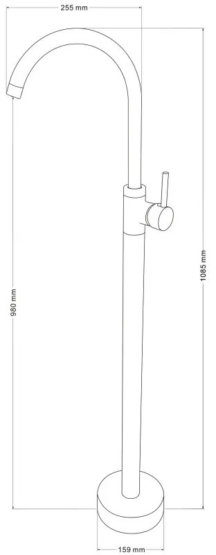 Mexen Alma, volně stojící umyvadlová baterie h-1085, černá matná, 75034-70