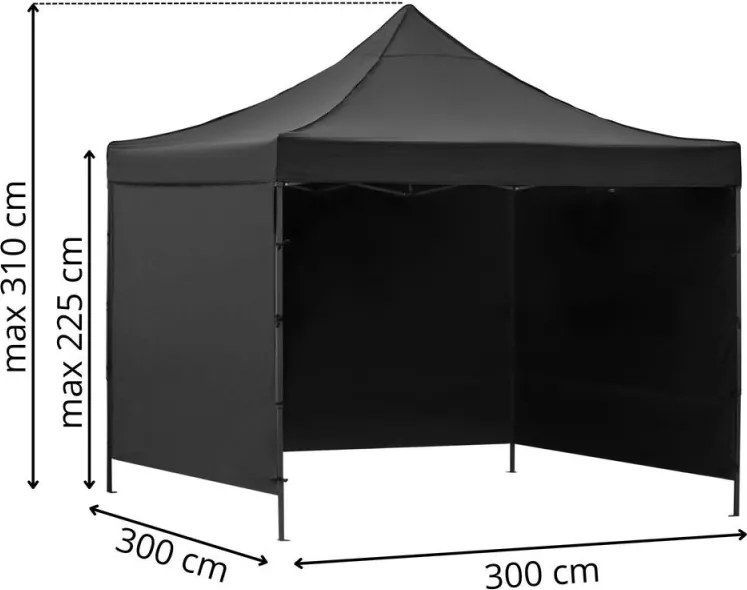Párty stan 3x3 m SPRINGOS GP0004 černý