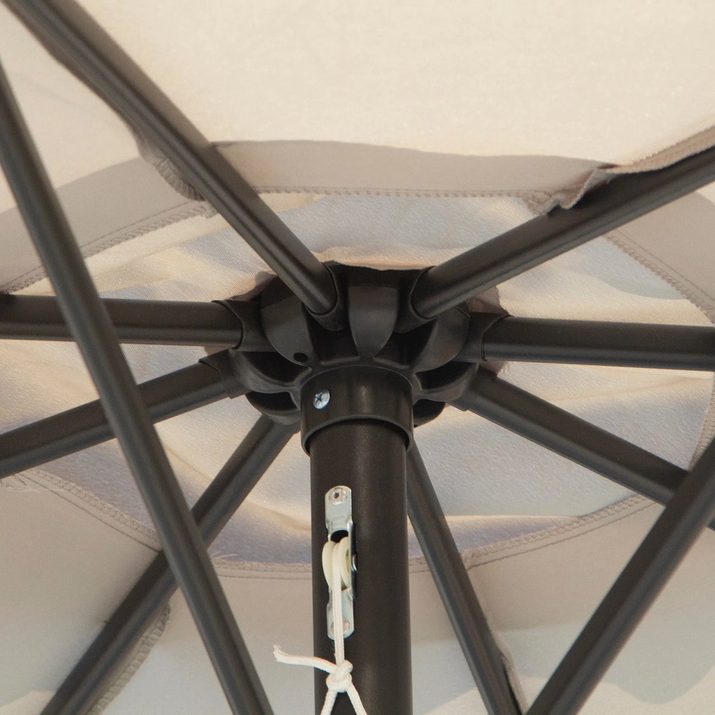 Zahradní slunečník Outsunny Ø295x250 cm s kličkou – venkovní parasol s naklápěcím mechanismem a odnímatelným kovovým sloupem pro terasu, bazén, balko…