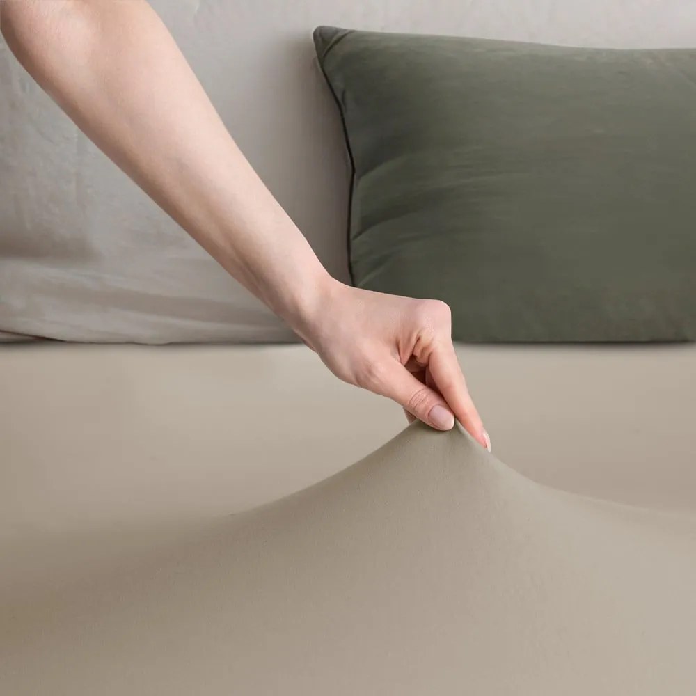 Světle hnědé napínací prostěradlo jersey 120x200 cm Amber – Restilo