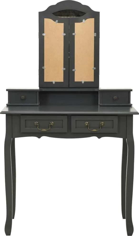 vidaXL Toaletní stolek se stoličkou 80 x 69 x 141 cm pavlovnia [289321] Barva: Černá