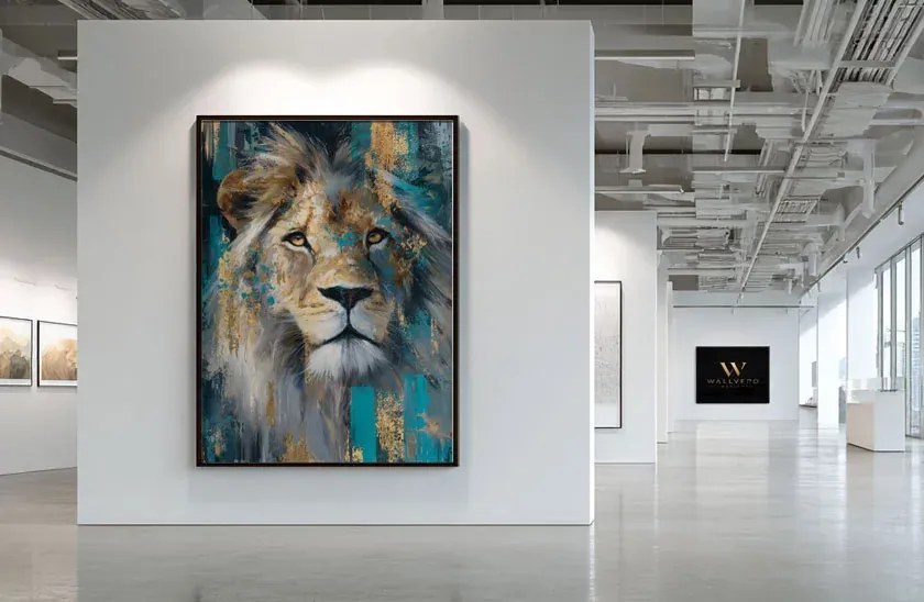Král elegance - obraz - Lev v moderní abstrakci se zlatými akcenty 62 - 50 x 70 cm - 649 Kč