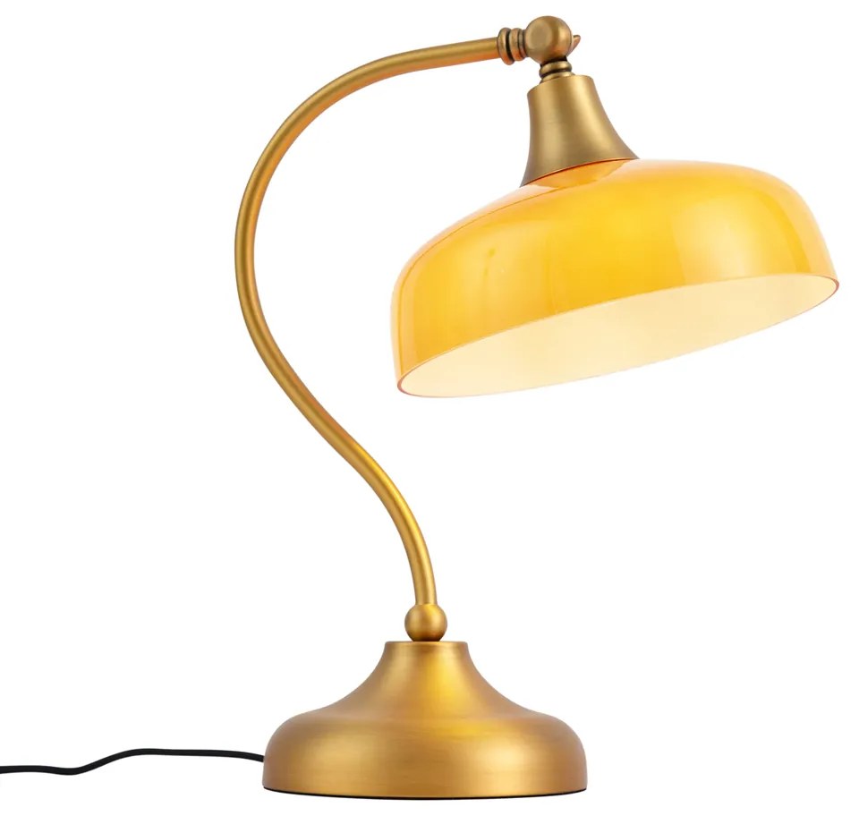 Klasická stolní lampa bronzová s oranžovým opálovým sklem - Clerk Biano.cz