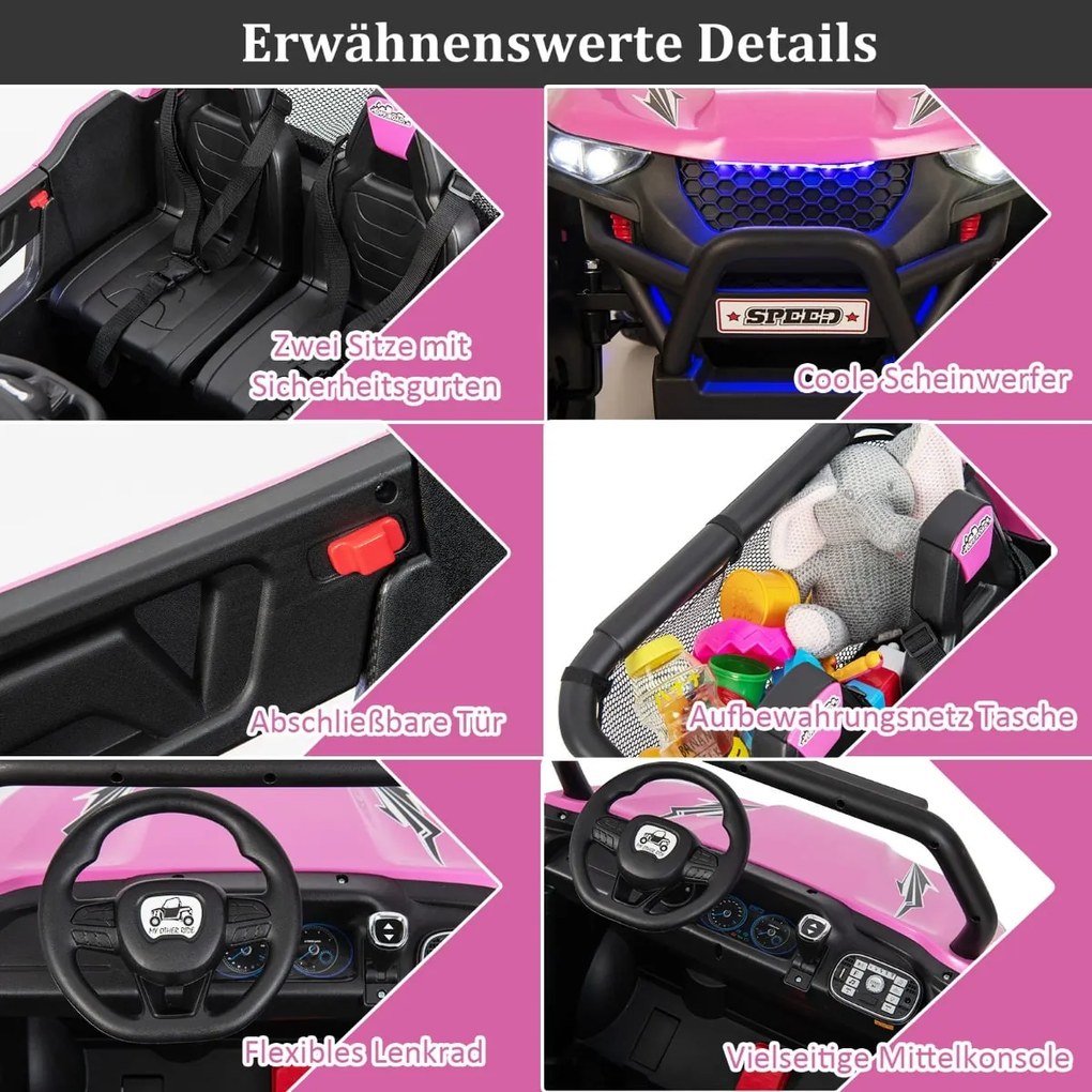 Costway Dětské auto, pojízdné terénní auto se 2 sedadly