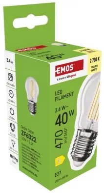 Emos lighting LED žárovka Filament Mini Globe / E27 / 3,4 W (40 W) / 470 lm / teplá bílá 1525743210