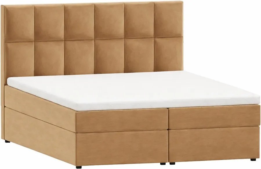 Okrově žlutá boxspring postel s úložným prostorem 140x200 cm Flip – Ropez