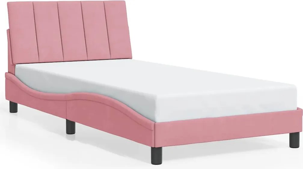 Rám postele bez matrace Hanko růžový 100x200 cm samet 3207836