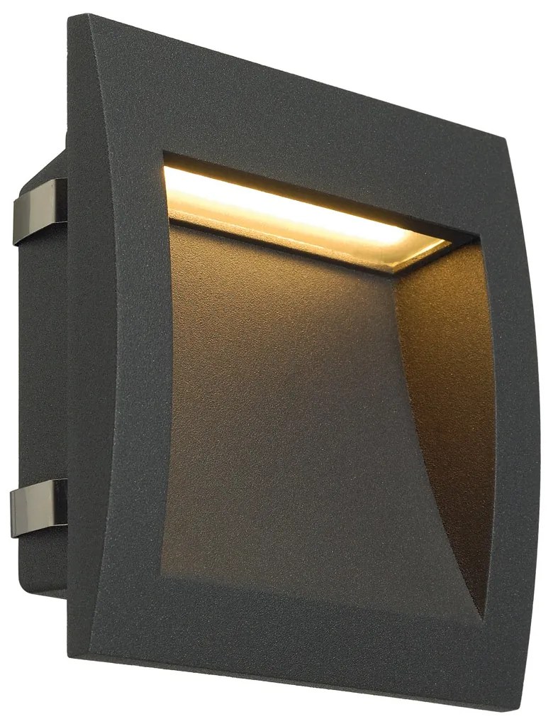 SLV 233615 Downunder Out LED L, antracitové zápustné svítidlo do stěny, 3,3W LED, 3000K, 14x14cm, IP55
