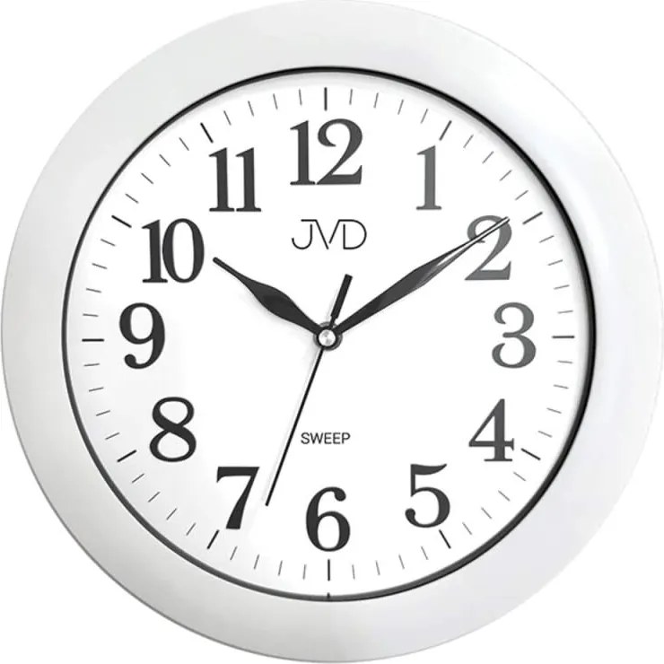 JVD Bílé nástěnné tiché netikající hodiny JVD HX2149.1