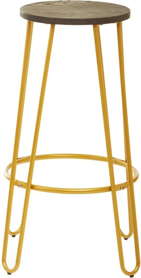 Barová stolička z jilmového dřeva ve zlaté barvě/v přírodní barvě (výška sedáku 75 cm) District – Premier Housewares