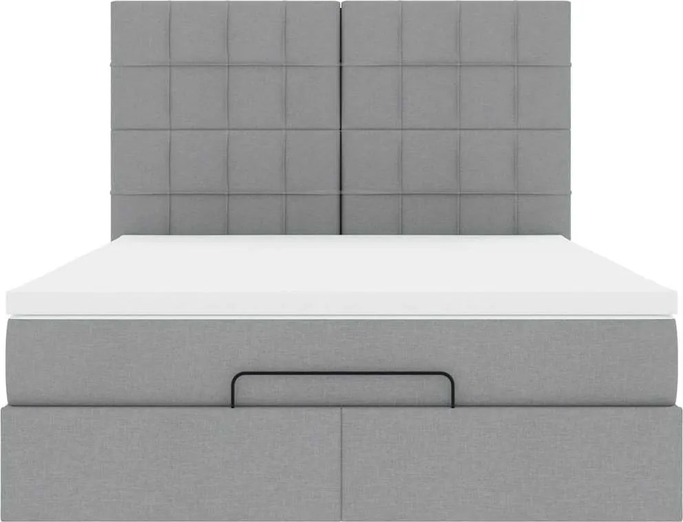 Osmanský rám postele s matrací světle šedá 140x190cm textil 3313154