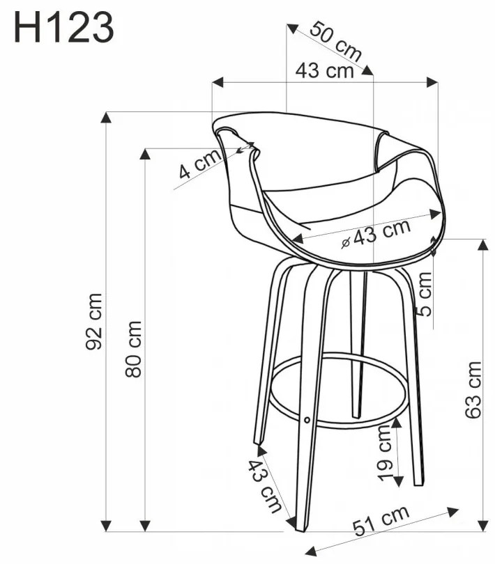 Barová židle H123 Halmar Černá