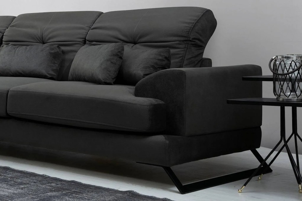Designová rohová sedačka Heimana 308 cm antracitová - levá
