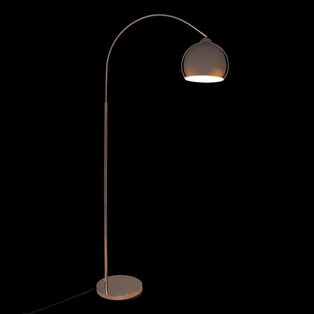 Stojací lampa oblouková FLORIS, kovová, stříbrná, 177 cm