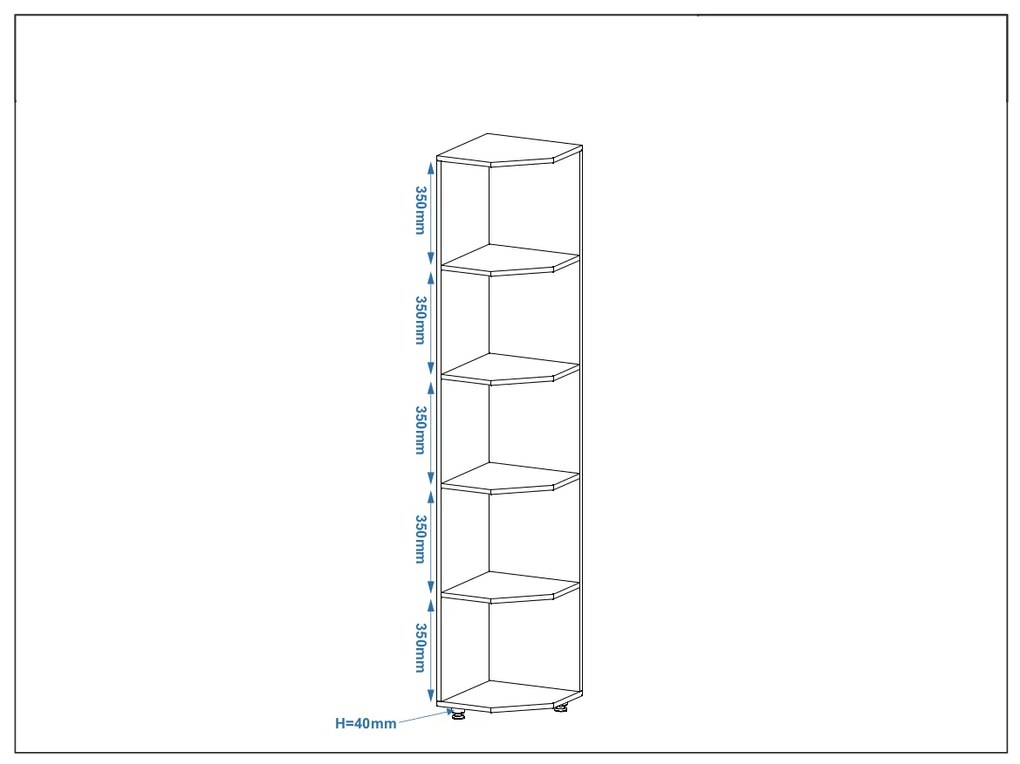 Vomaks unit, s.r.o. Regál KONZOLE 35 policový rohový Barva: beton