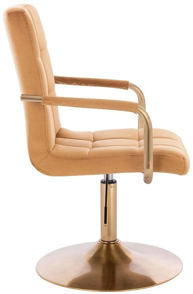 LuxuryForm DESIGN Otočná židle VERONA GOLD VELUR na zlatém talíři - medová