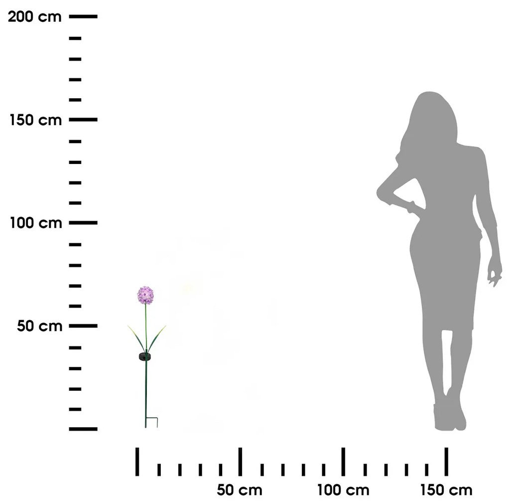 Zapichovací zahradní solární světlo Flower, 70 cm, kov/plast, fialová
