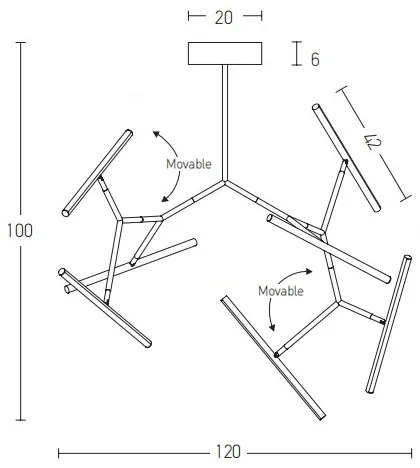 Zambelis 2072 - LED Stmívatelný lustr na tyči LED/68W/230V černá