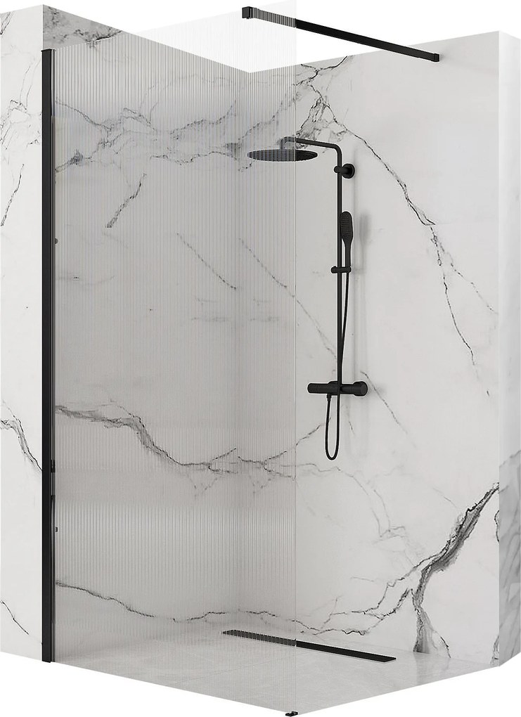 Rea Aero Intimo, sprchová zástěna 120x200 cm, 8mm čiré sklo, černý profil, REA-K4121