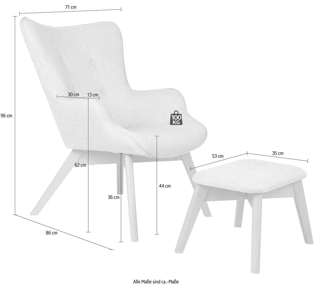 Světle růžové křeslo s podnožkou Niko – Ropez