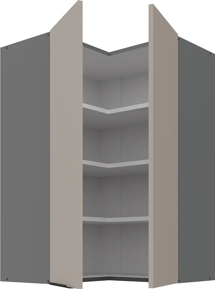 ARIA ta | horní kuchyňská skříňka 60x60 GN-90 2F (90°) rohová s policemi | VYSOKÁ | 60x60 cm | antracit/béžová