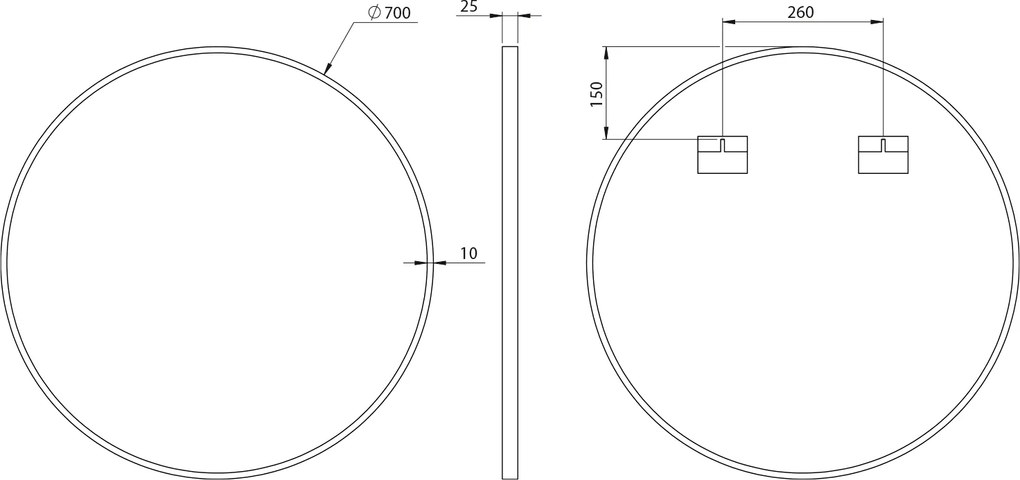Sapho AROWANA kulaté zrcadlo v rámu o 70 cm černá mat AWB070