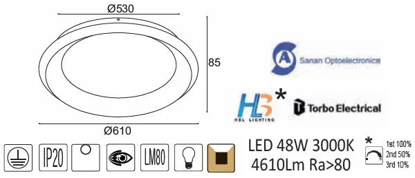ACA DECOR LED stropní svítidlo DIANA 48W/230V/3000K/4610Lm/270°/IP20/DIM, Flicker free
