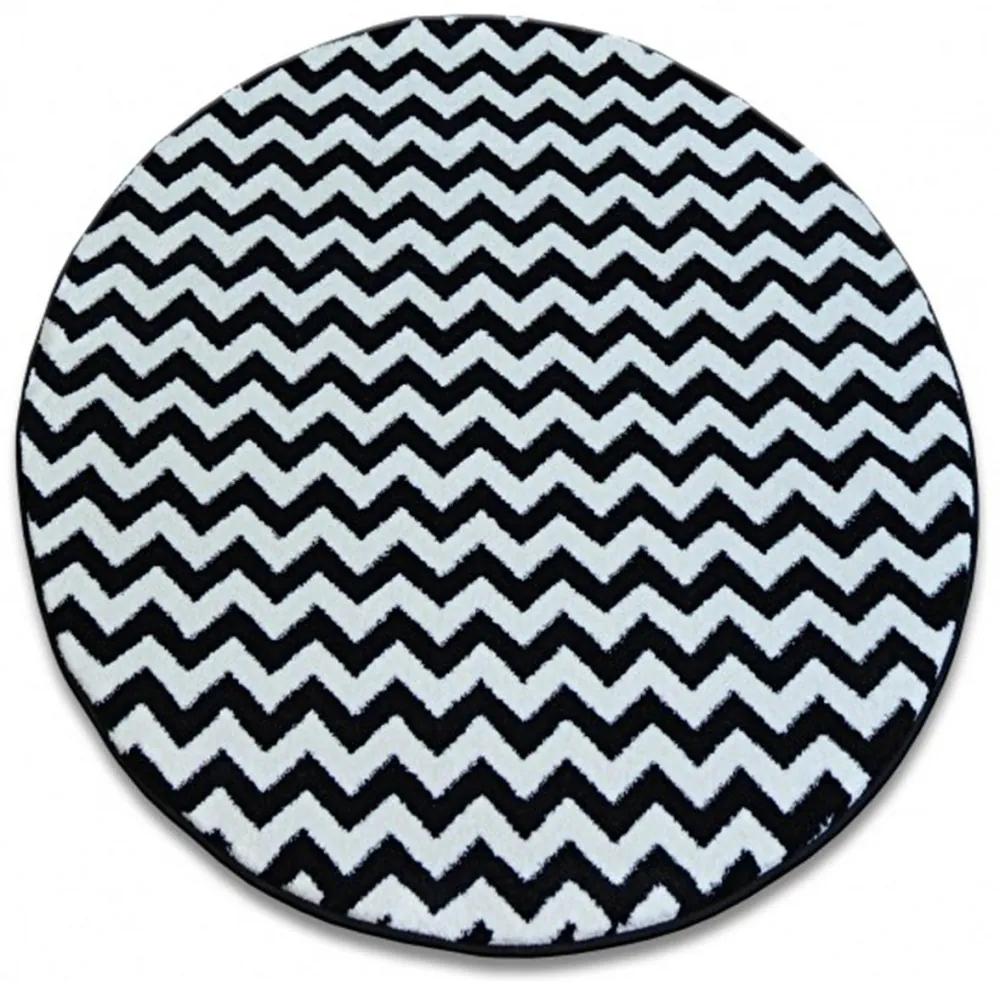 Kusový koberec Nero černobílý kruh 100cm