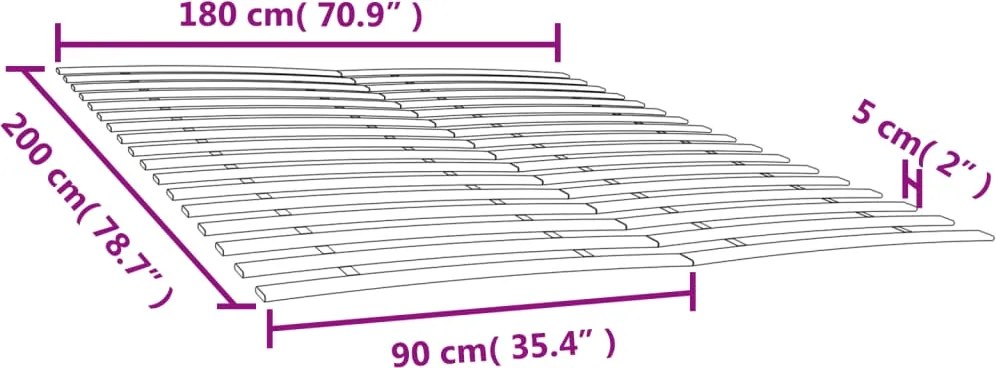Náhradní lamely k posteli s 34 lamelami 2 ks 90x200 cm 3203721