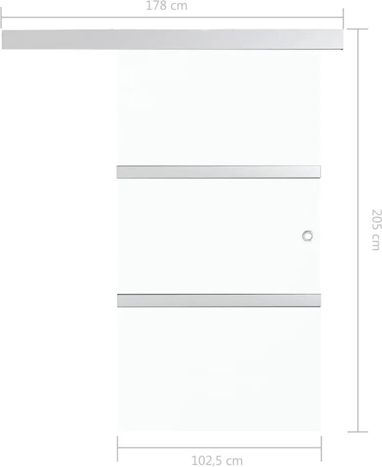 vidaXL Posuvné dveře ESG sklo a hliník 102,5 x 205 cm stříbrné [288054]