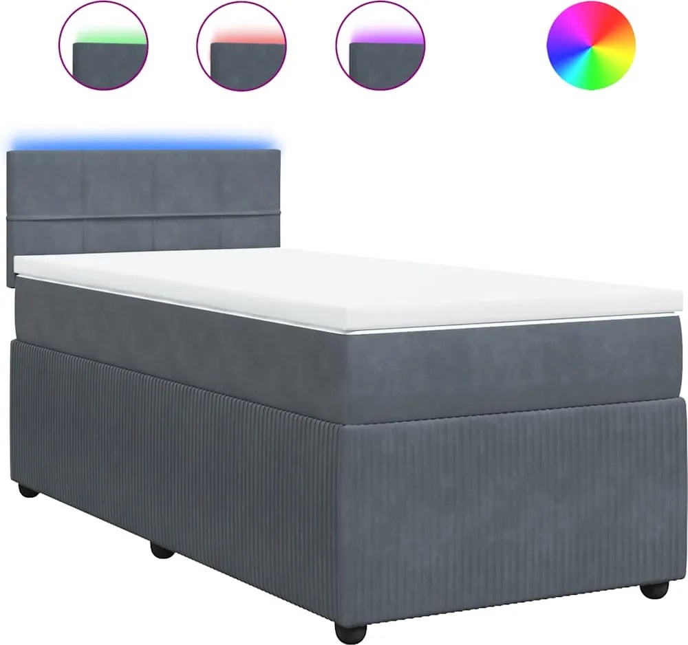 Box spring postel s matrací tmavě šedá 80 x 200 cm samet 3289891
