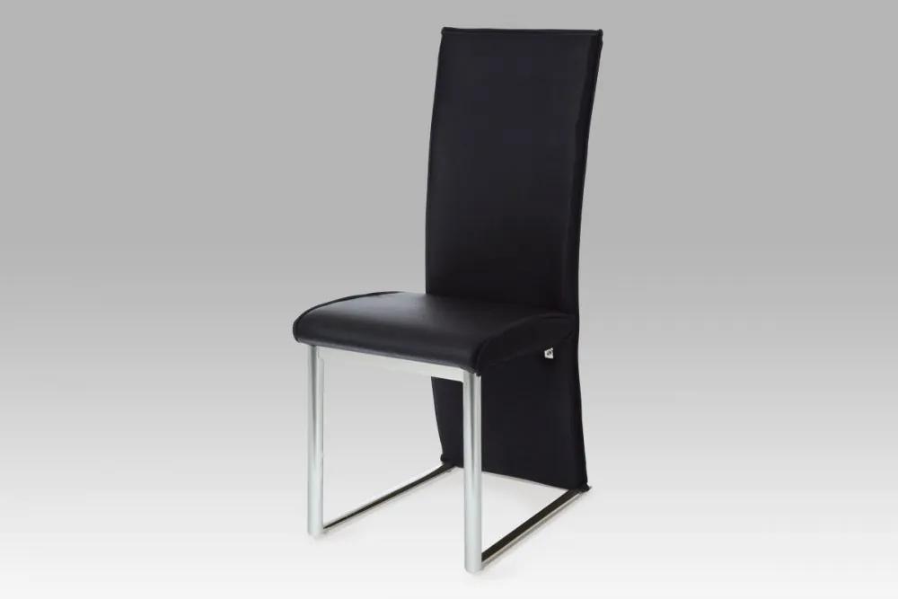 Jídelní židle chrom / koženka černá AC-1367 BK Autronic