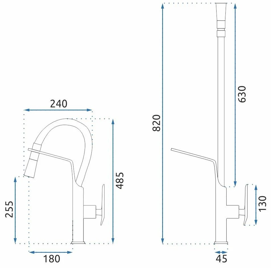 Dřezová baterie REA CASTOR s flexibilním raménkem a sprškou černá mat/zlatá