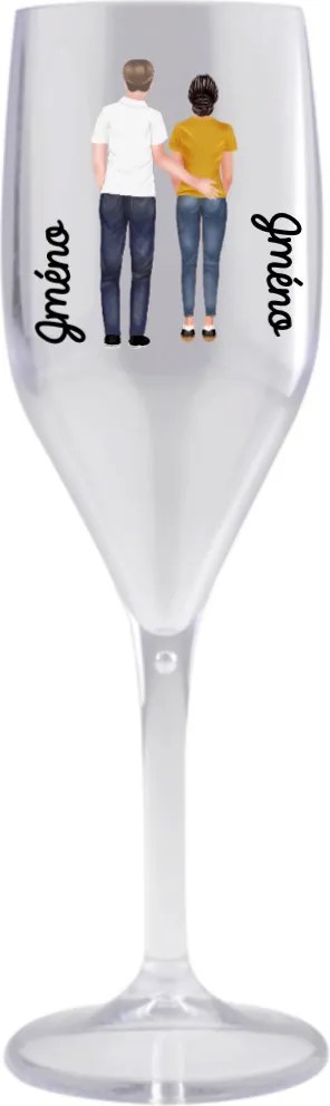 Personalizovaná nerozbitná prosecco sklenice s párem