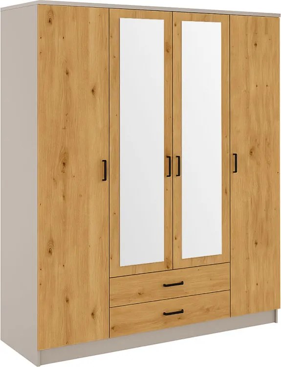 Skříň se zrcadlem 4d2s kašmír / dub artisan Kami