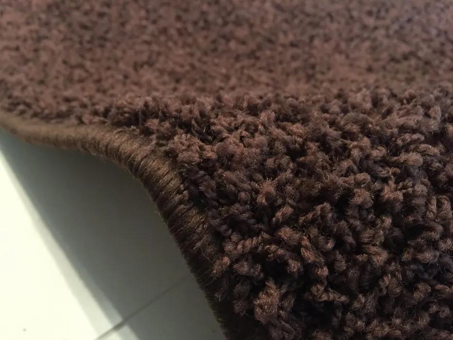 Kusový koberec Color shaggy tmavě hnědý Kulatý průměr 57 cm