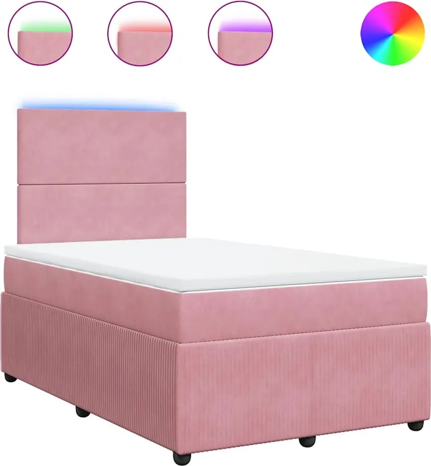 Box spring postel s matrací růžová 120 x 200 cm samet 3294609