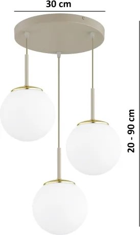 Brilagi - Lustr na lanku MILO ECRU 3xE27/60W/230V béžová/zlatá