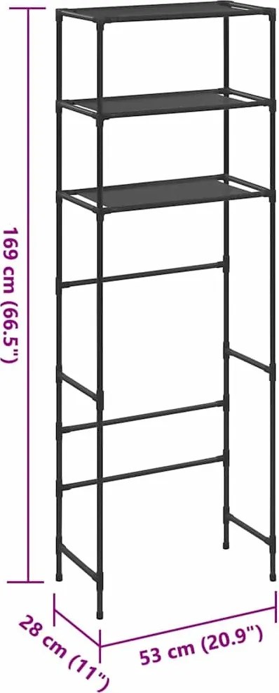 vidaXL 3patrový úložný regál nad WC 53 x 28 x 169 cm [282464] Barva: Stříbrná