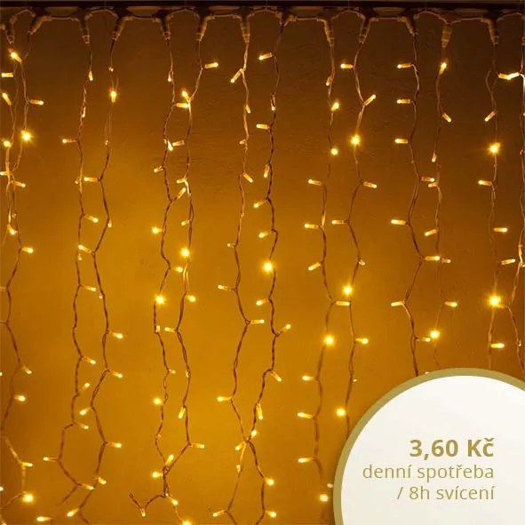 LED světelná záclona, 2 x 5 m, teple bílá, 1000 diod, IP44