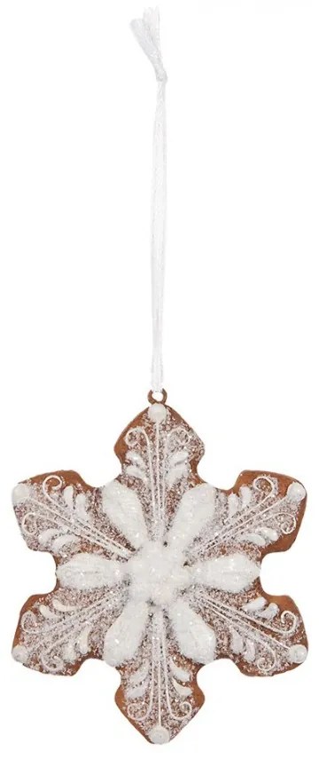 Závěsná dekorace perníková vločka Frosted Ginger - 9*1*10 cm