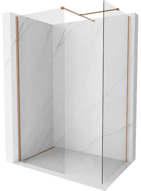 Mexen Kioto-X sprchová zástěna Walk-in 160 x 90 cm, transparentní 10 mm, kartáčovaná měď - 800-160-202-65-00-090-X